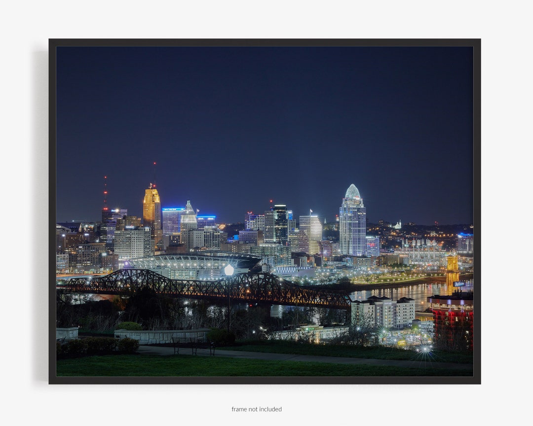 Cincinnati Skyline (cityscape) Photography Print, at Night, With ...