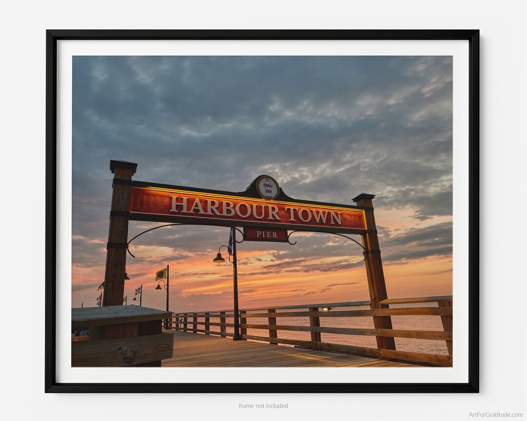 Harbour Town Pier Dock Sign at Sunset, Hilton Head Island Fine Art ...