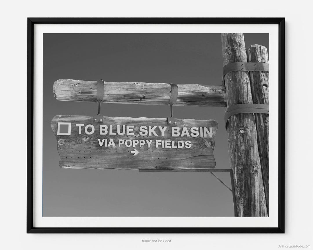 Blue Sky Basin Sign at Vail Ski Resort, Vail Black and White Fine Art ...