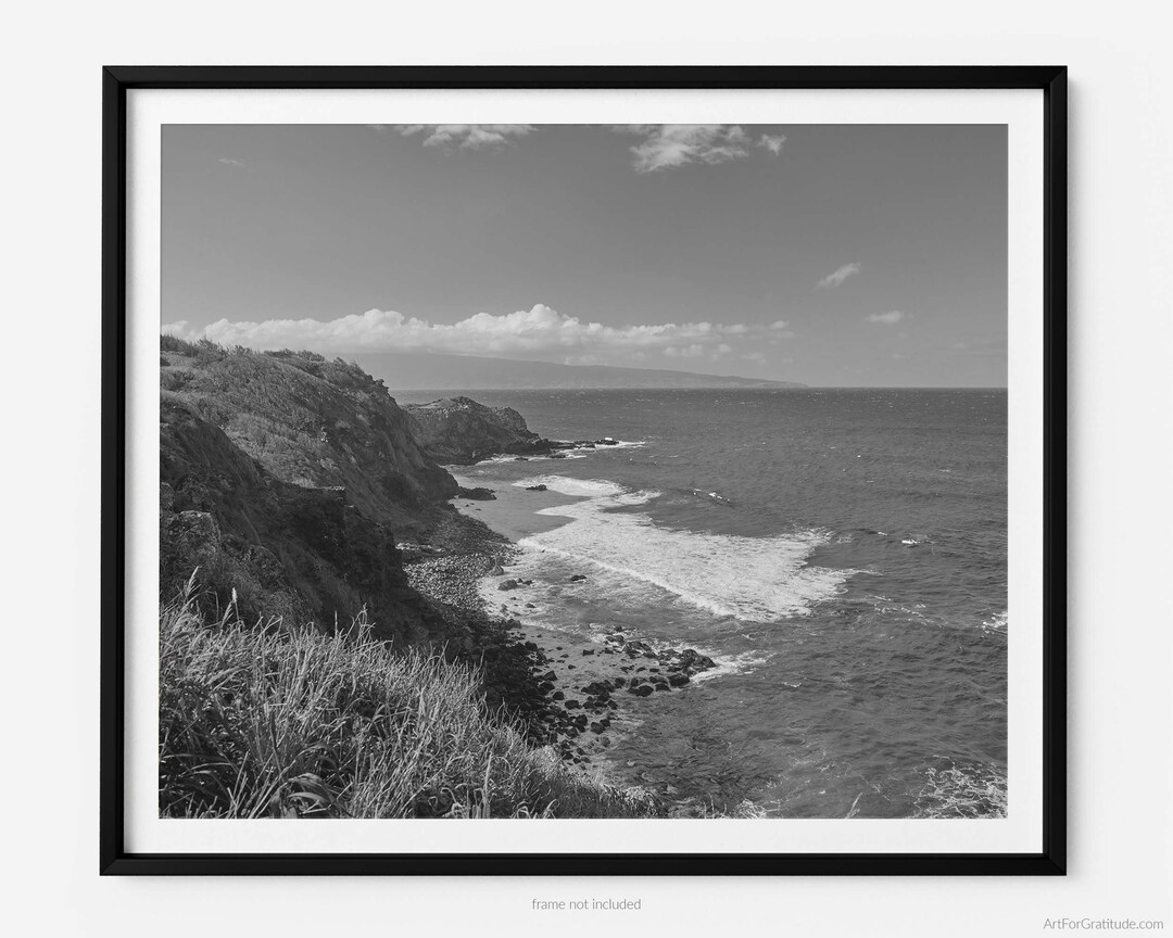Punalau Beach From Lipoa Ridge, A Maui Hawaii Black and White Fine Art ...