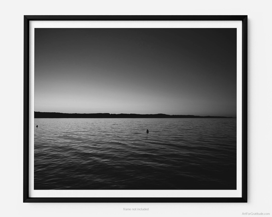 Torch Lake at Sunset, Black and White Fine Art Photography Print, in ...
