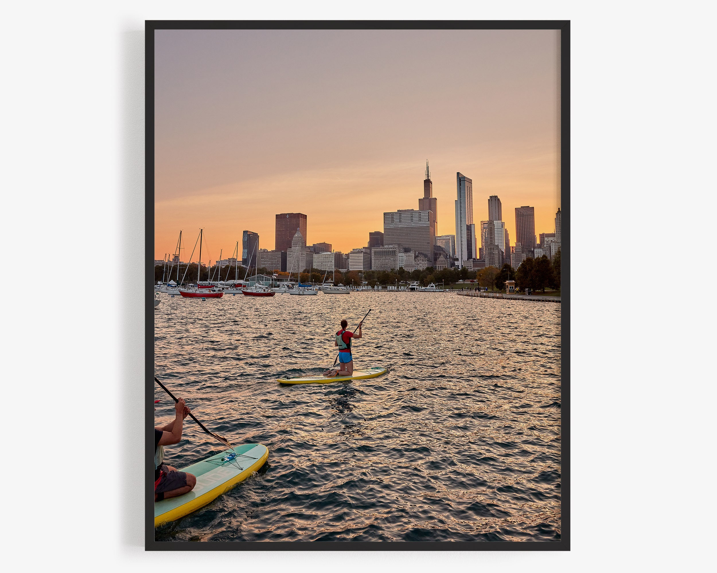 Chicago Photography Print of People Paddling in Lake Michigan, at ...