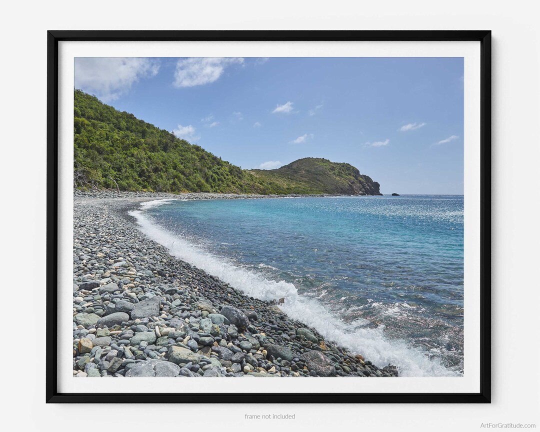 Blue Cobblestone Beach, St. John USVI Fine Art Photography Print, Art ...