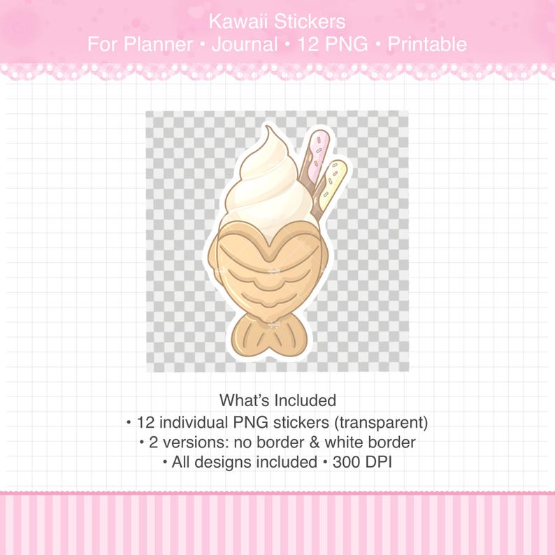 Kawaii Pastel Animals Dessert Stickers | Digital Planner Pack (digital ...