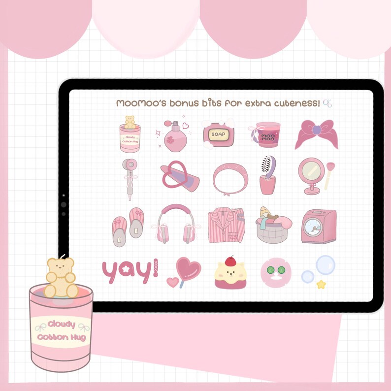 Cute Cat Digital Stickers – Moomoo’s Daily Life PNG Set for Planner ...