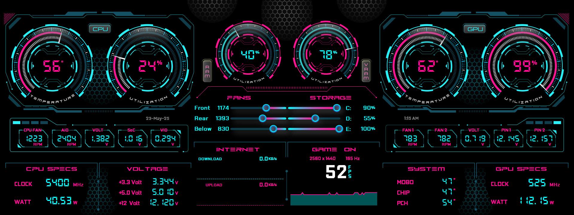 AIDA64 Sensor Panel Template: Gaming PC Monitor Dashboard (digital ...
