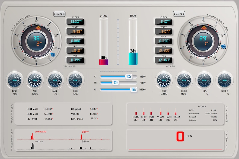 AIDA64 Sensor Panel Template: Palladium Nautilus W-o1 (digital Download ...