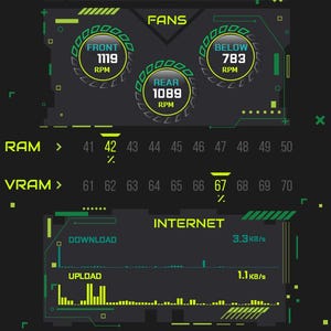 AIDA64 Sensor Panel Template | Horizontal (1920x480, 800x480, 1080x480 ...