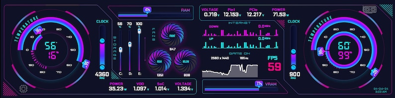 AIDA64 Sensor Panel Template for PC Monitor | Horizontal-vertical ...