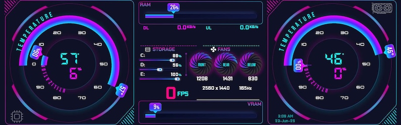 AIDA64 Sensor Panel Template for PC Monitor | Horizontal-vertical ...