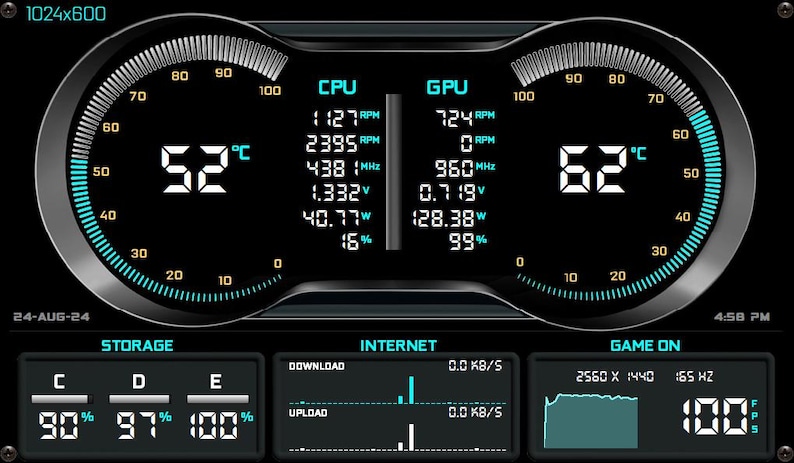 AIDA64 Sensor Panel Template: PC Monitor Skin (digital Download ...