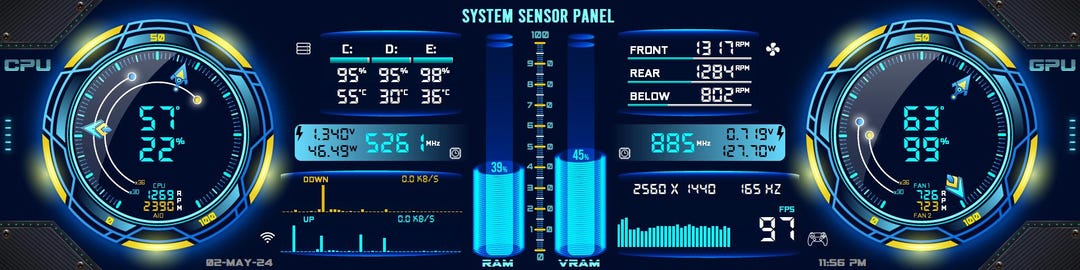 AIDA64 Sensor Panel Template for PC Monitor | Horizontal and Vertical ...
