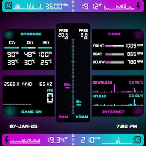 AIDA64 Sensor Panel Template for PC Monitor | Horizontal- 1920x480 ...