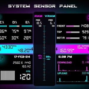 AIDA64 Sensor Panel Template for PC Monitor | Horizontal- 1920x480 ...