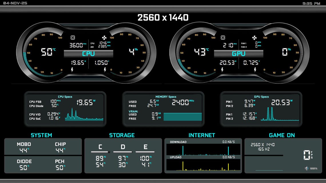 AIDA64 Sensor Panel Template: PC Monitor Skin (digital Download ...