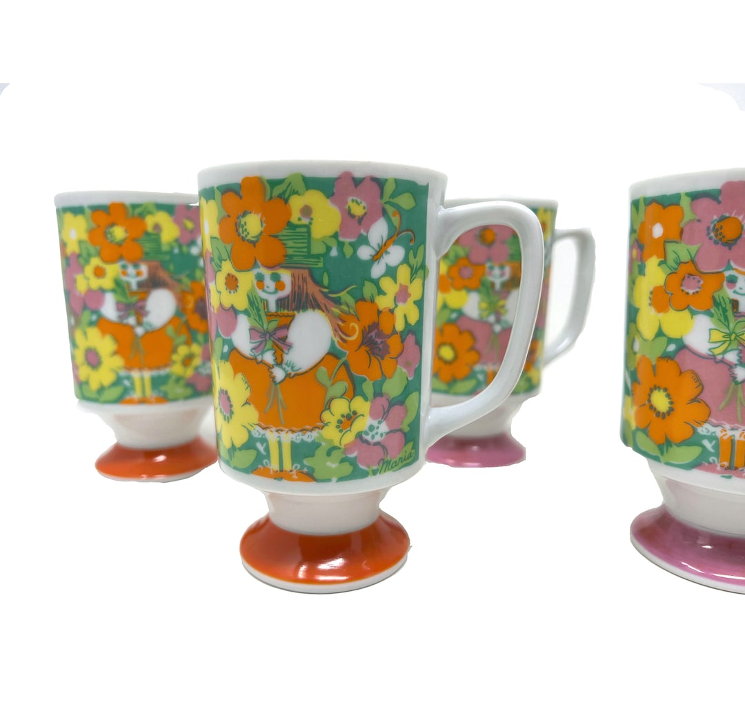 Vintage Royal Crown Buy My Posies by Maria Ceramic Mugs ... Set of 6 ...
