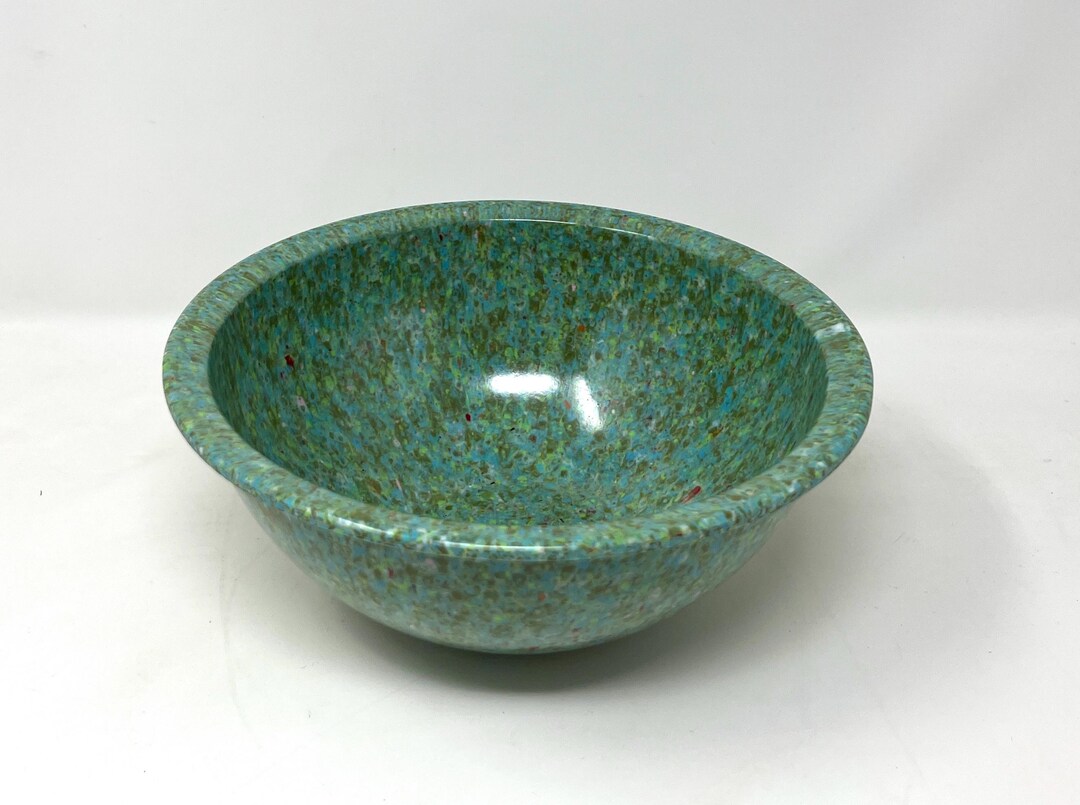 Aqua Blue Vintage Melamine Confetti Bowl ... Melmac Splatter Mixing ...