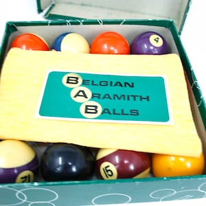Vintage Belgian Aramith Balls ... Pool Balls, Billiards Balls in Box ...