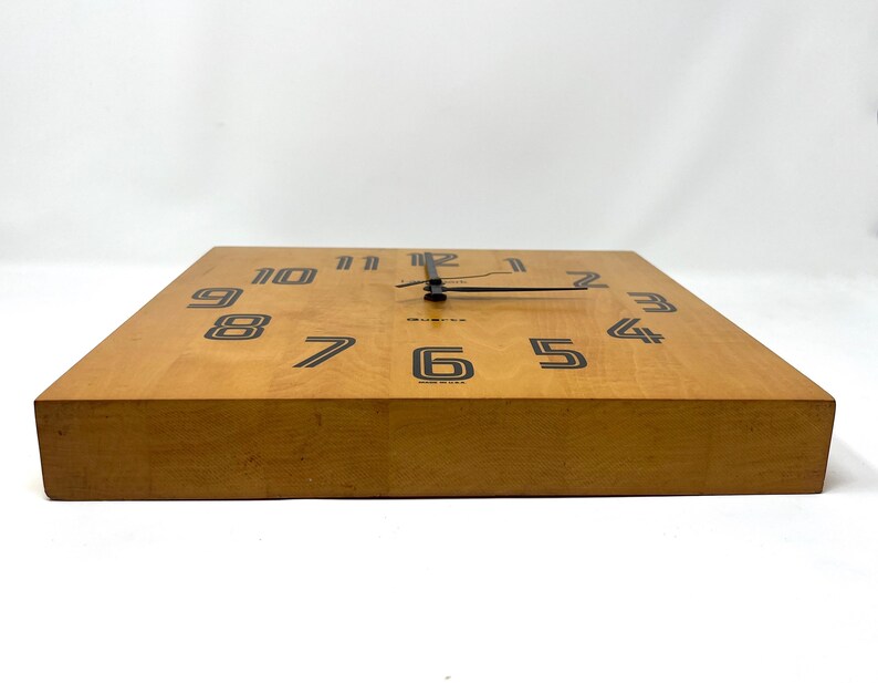 Vintage Landmark Butcher Block Wall Clock … 1970 Kitchen Clock, Mod ...
