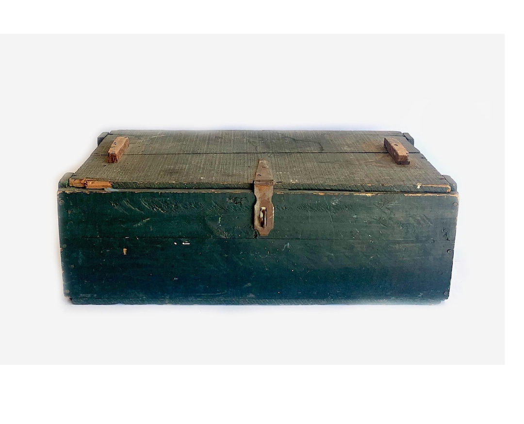 Vintage Rustic Blue Wood Toolbox ... Handmade Wood Tool Box, Painted ...
