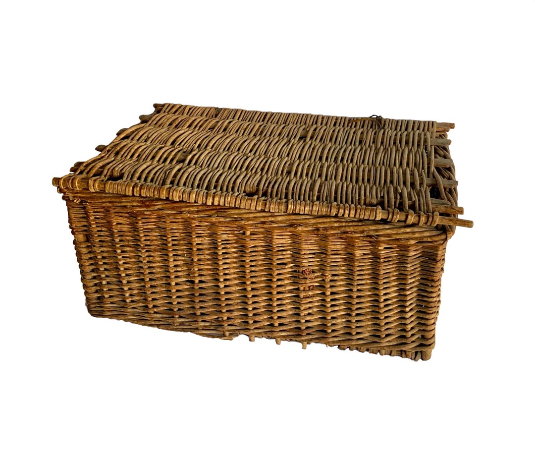 Large Vintage French Picnic Basket ... Rustic Wicker Basket, French ...