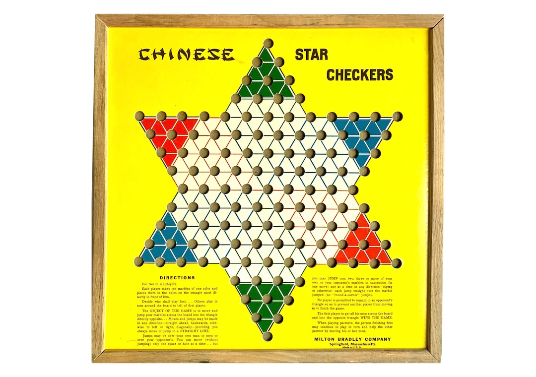 Vintage Chinese Checkers and Reversible Checkerboard ... Wood Framed ...