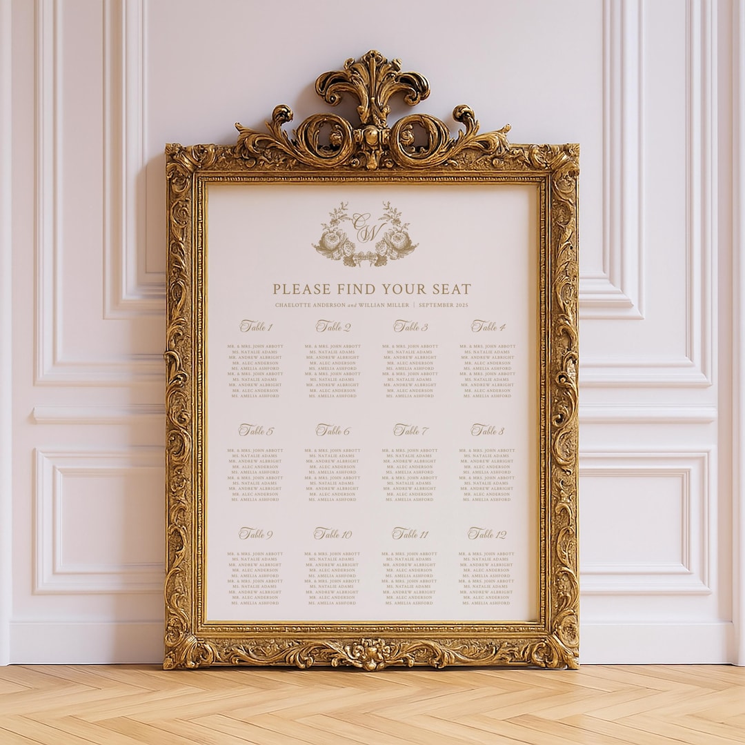 Garden Romance Wedding Seating Chart | Editable Canva Design | Hand ...