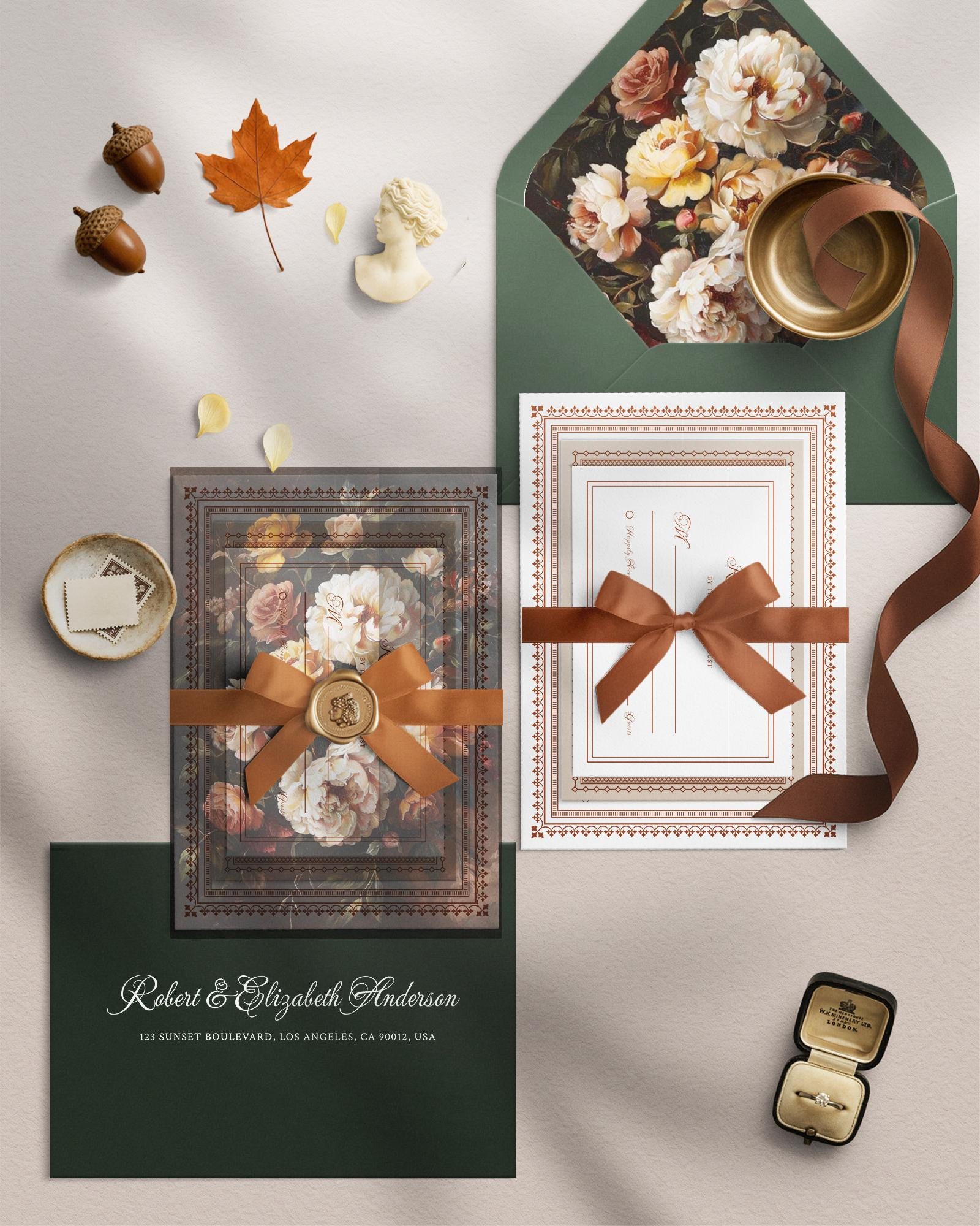 Vintage Botanical Wedding Invitation Suite With Baroque Frame |fall ...