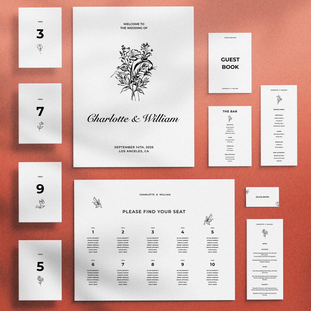 Extended Wedding Day Signage Bundle • Editable Canva Templates • Menu ...