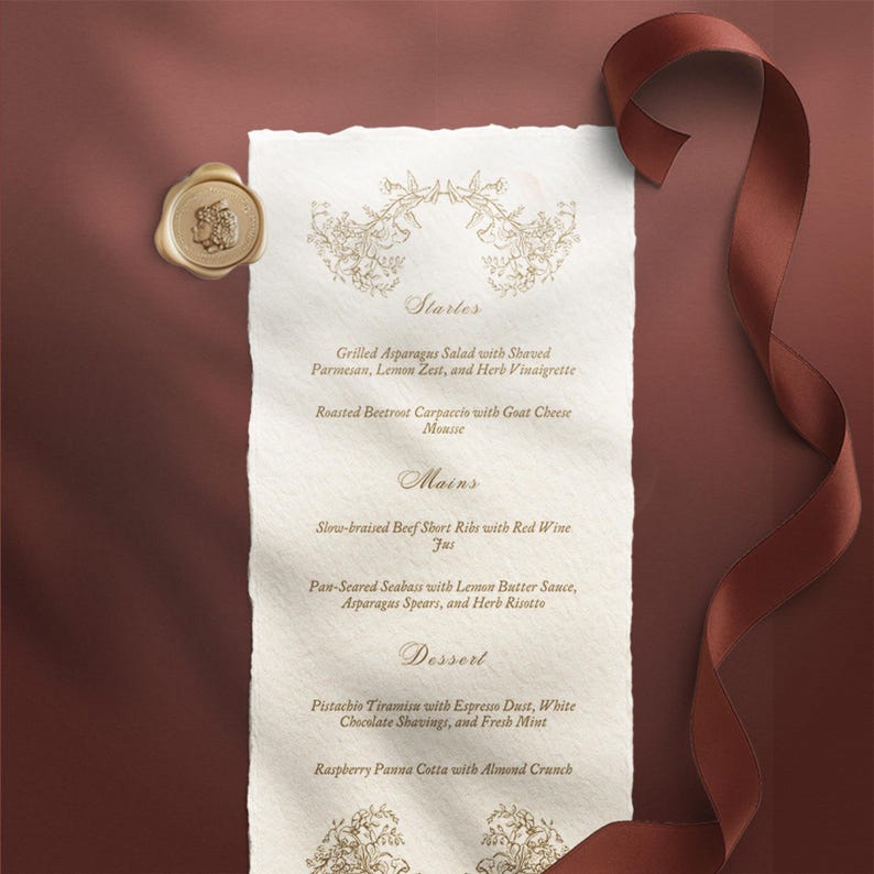 Classic Baroque Menu Template | Editable Canva Design | Hand-drawn ...