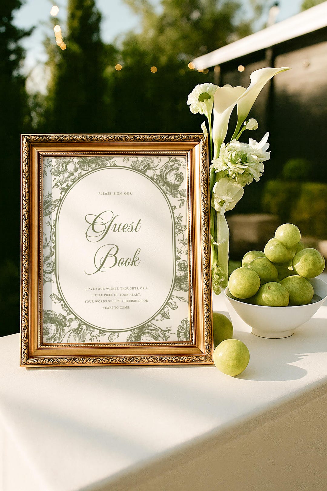 Floral Guest Book Template, Hand-drawn Vintage Florals, Guest Book Sign ...
