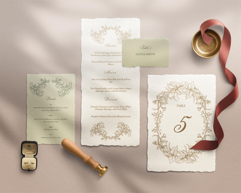 Classic Baroque Menu Template | Editable Canva Design | Hand-drawn ...