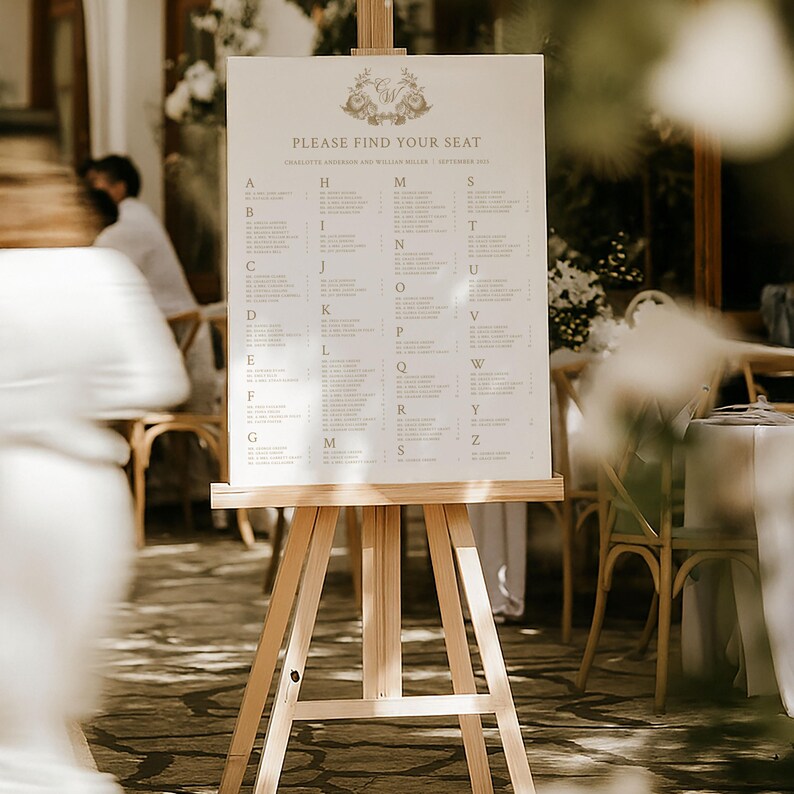 Garden Romance Wedding Seating Chart | Editable Canva Design | Hand ...