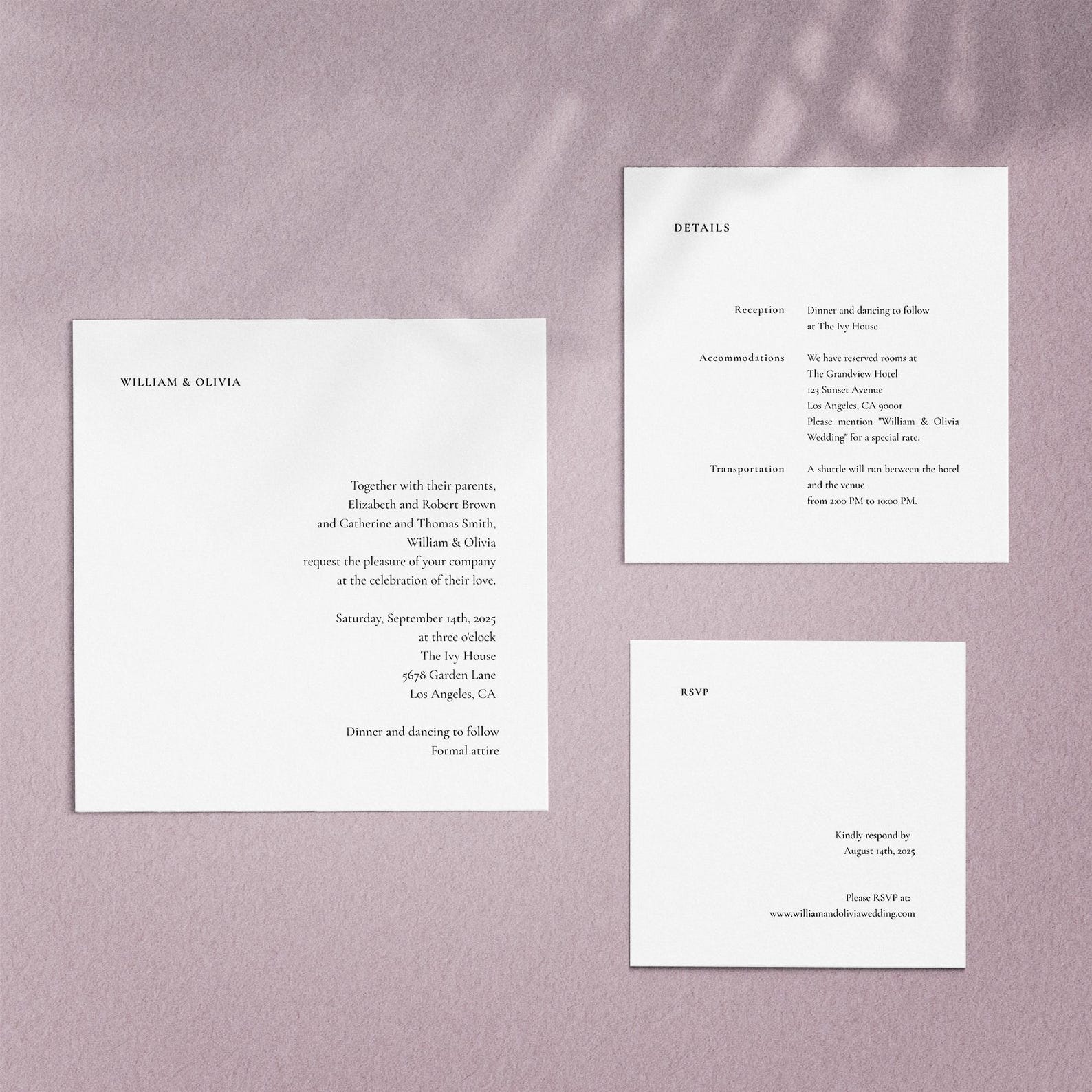 Minimalist Square Wedding Invitation • Editable Canva Template • Cream ...