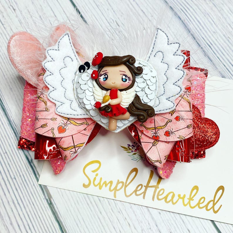 Valentine Hair Bow, Girl Valentine's Day Gift, Love, Conversation Heart ...