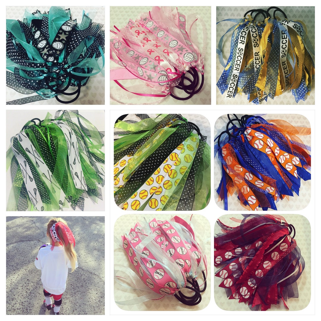 Soccer Ribbon Ponytail Streamers, Choose 2 Colors Sport: Volleyball ...