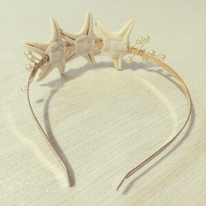 Starfish Headband + Pearl Headband + Beach Wedding Crown + Starfish ...