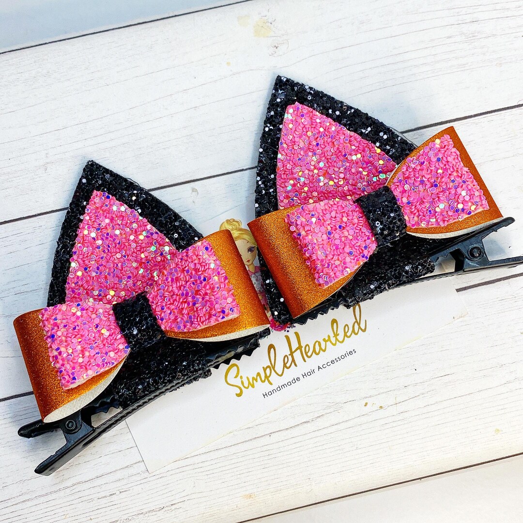 Custom Pair of Cat Ear Hair Clips, Kitten Hair Accessory, Cat Halloween ...