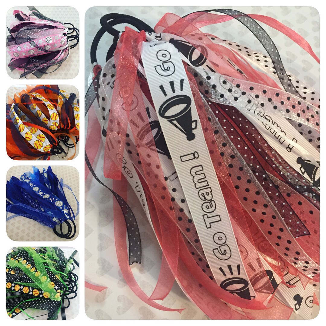 Sports Team Ribbon Ponytail Streamers & 2 Ribbon Colors: - Etsy