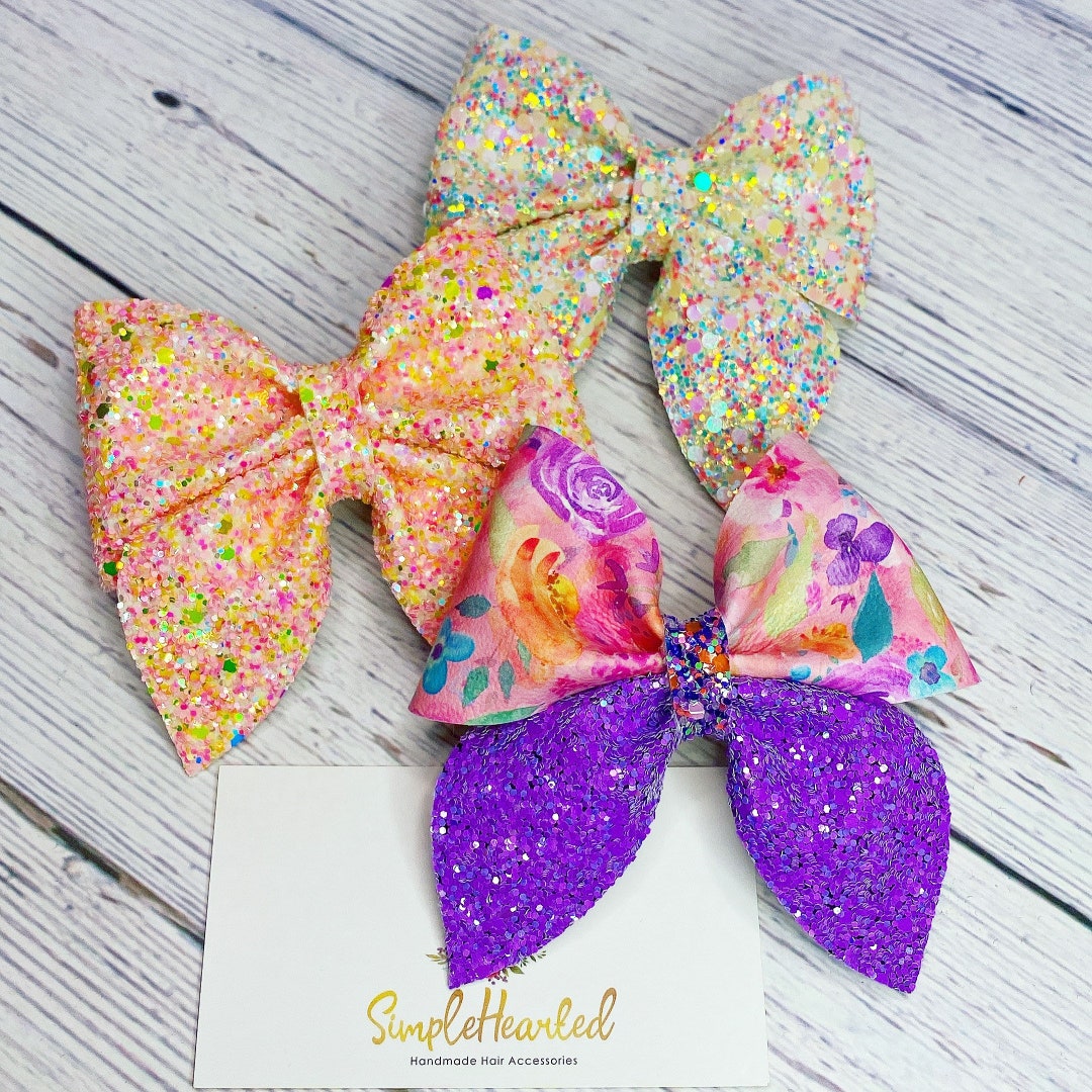 Little Girl Hair Bow, Leather Hair Bows, Toddler Hair Bows, Set of 3 ...