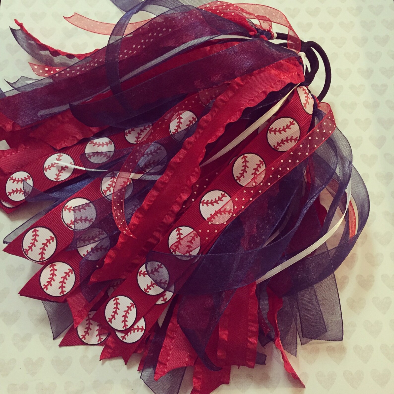 Softball Ribbon Ponytail Ribbons, Sports Hair Ties, Softball Hair ...