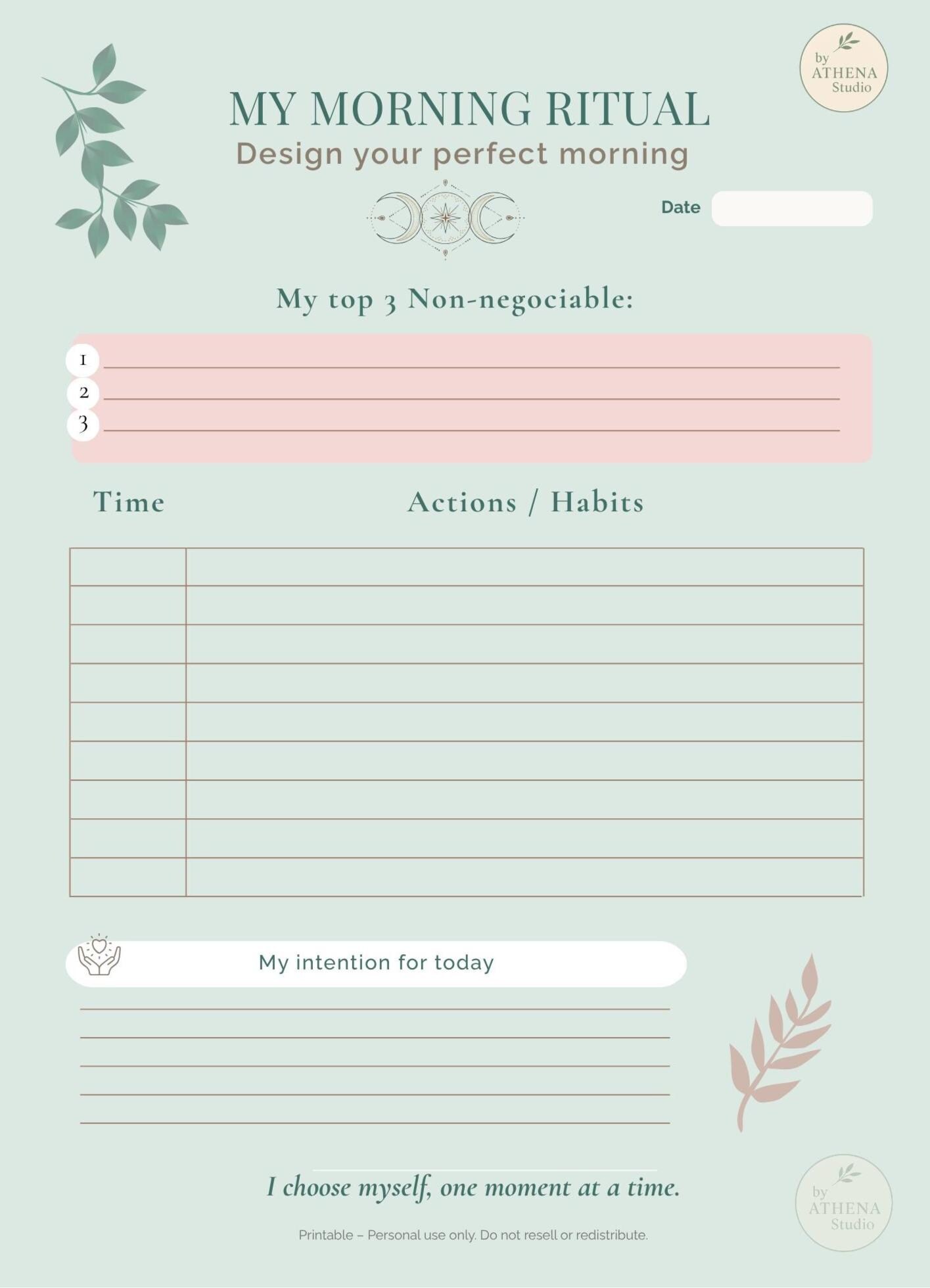 My Morning Ritual – Printable Daily Routine Template | A4 + US Letter ...