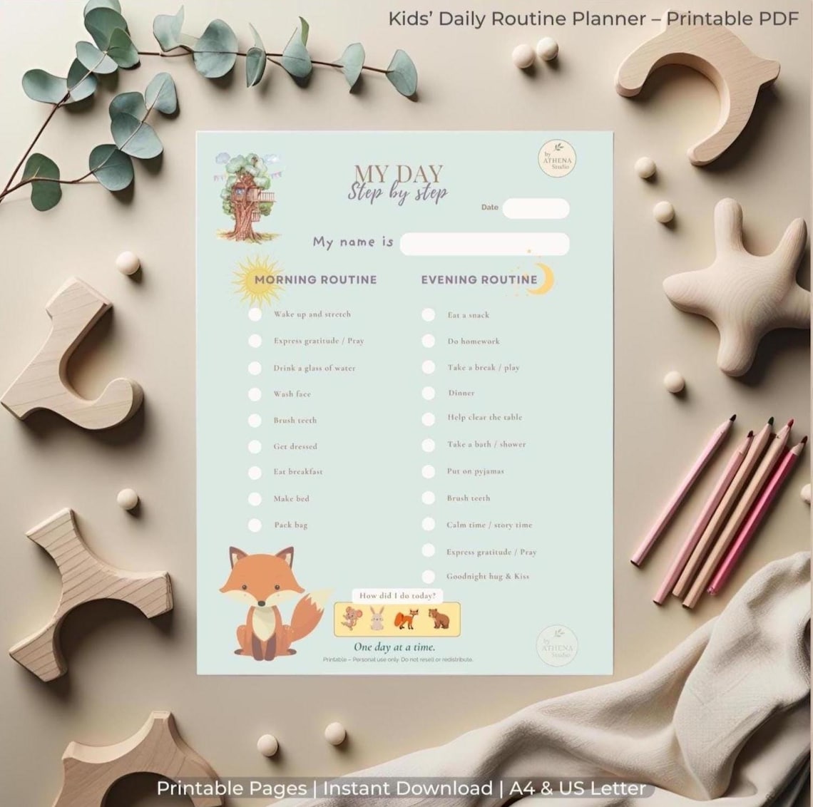 Kids’ Daily Routine Planner – Printable Visual Schedule | Morning ...