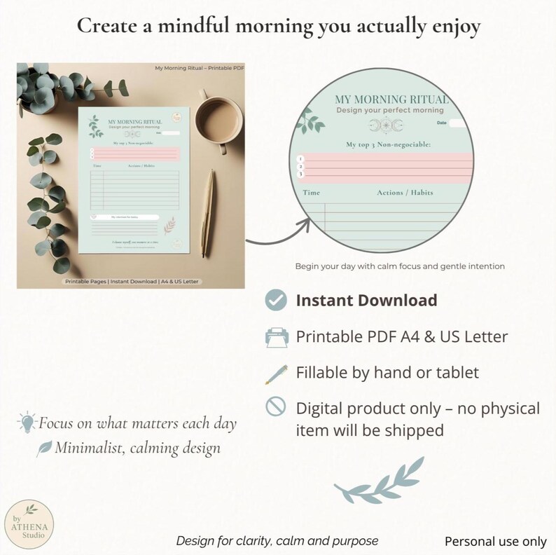 My Morning Ritual – Printable Daily Routine Template | A4 + US Letter ...