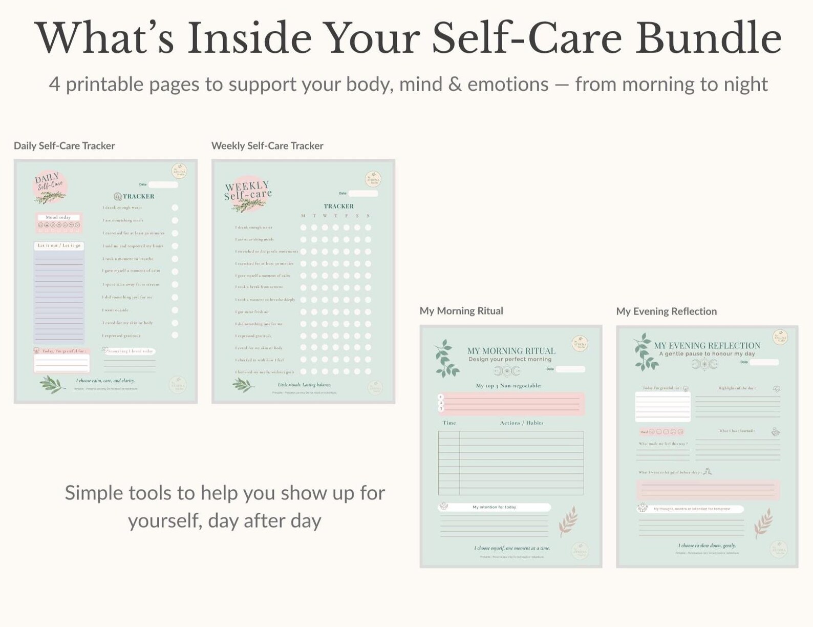 Self-care Bundle – Printable PDF | A4 + US Letter | Daily & Weekly ...