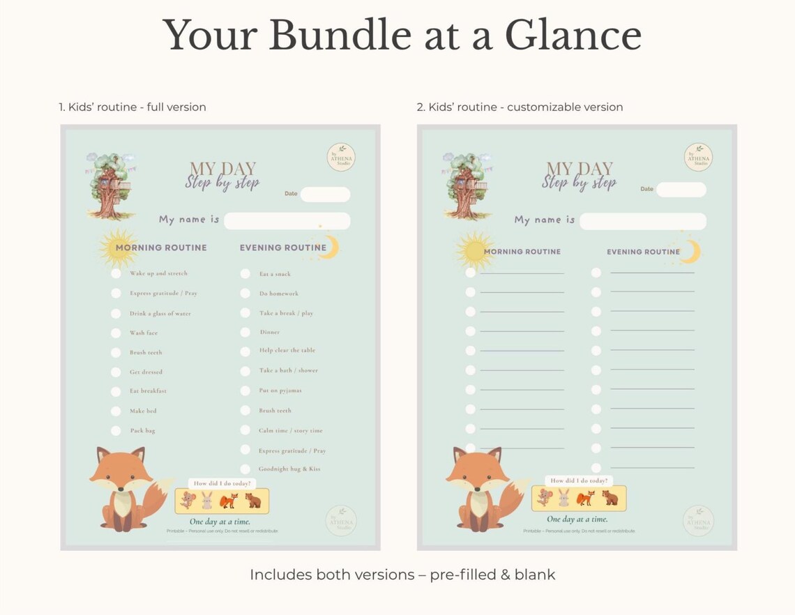 Kids’ Daily Routine Planner – Printable Visual Schedule | Morning ...