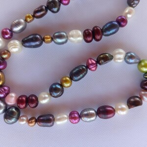 Real Pearl Necklace, Freshwater Pearls, Multi-colored Genuine Pearls ...