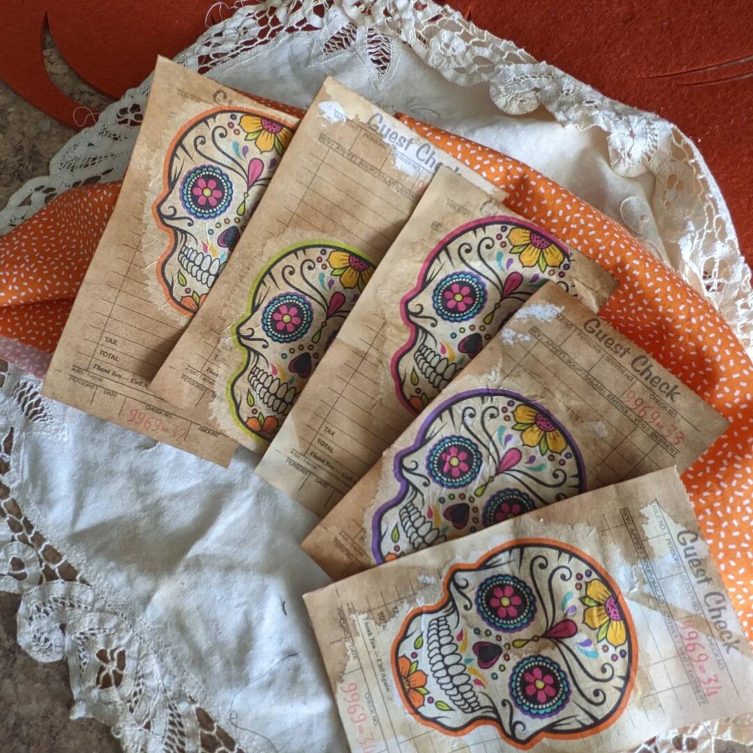 Sugar Skulls - Decoupaged Guest Checks - Etsy