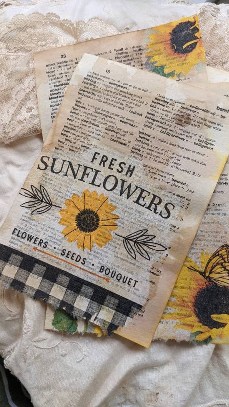 Vintage Decorative Book Pages-sunflowers - Etsy