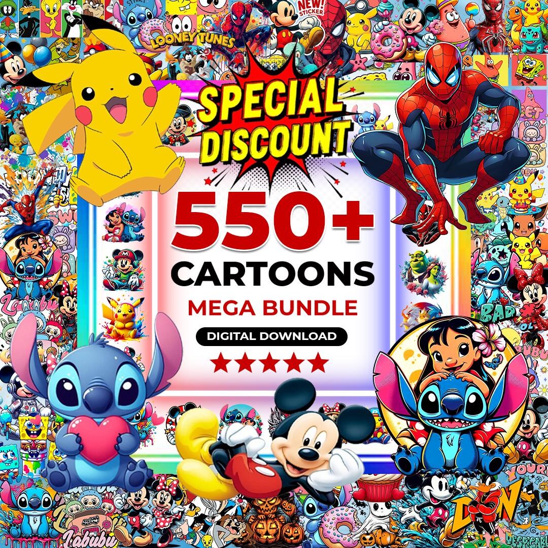 550+ Cartoon Mega Bundle Png, Cartoon Characters, Cartoon Clipart ...